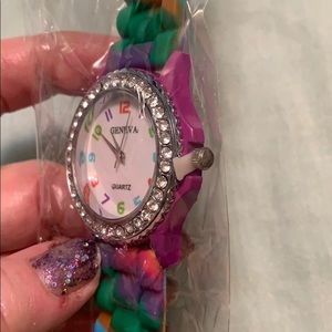 Geneva | Accessories | Geneva Large Face Rubber Band Watch Multi Tie ...